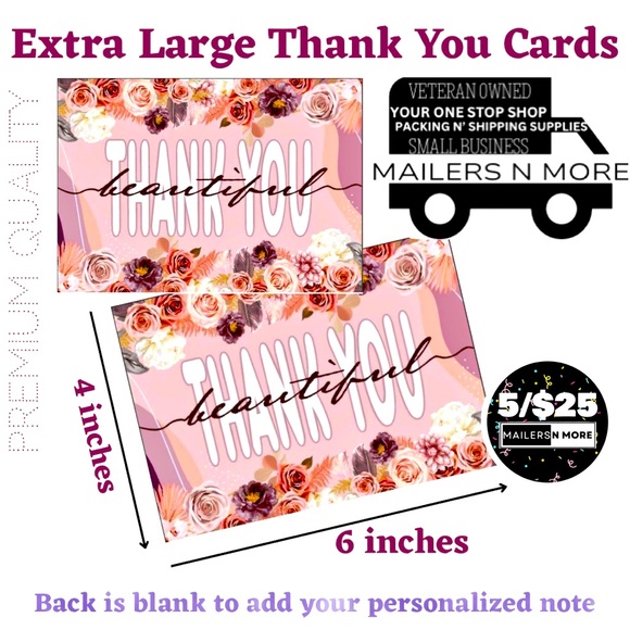 Office | Thank You Cards Floral Thank You Cards Premium Quality Extra ...